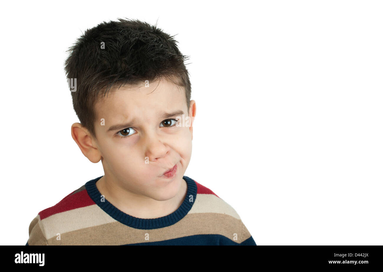 Angry child. White isolated Stock Photo - Alamy