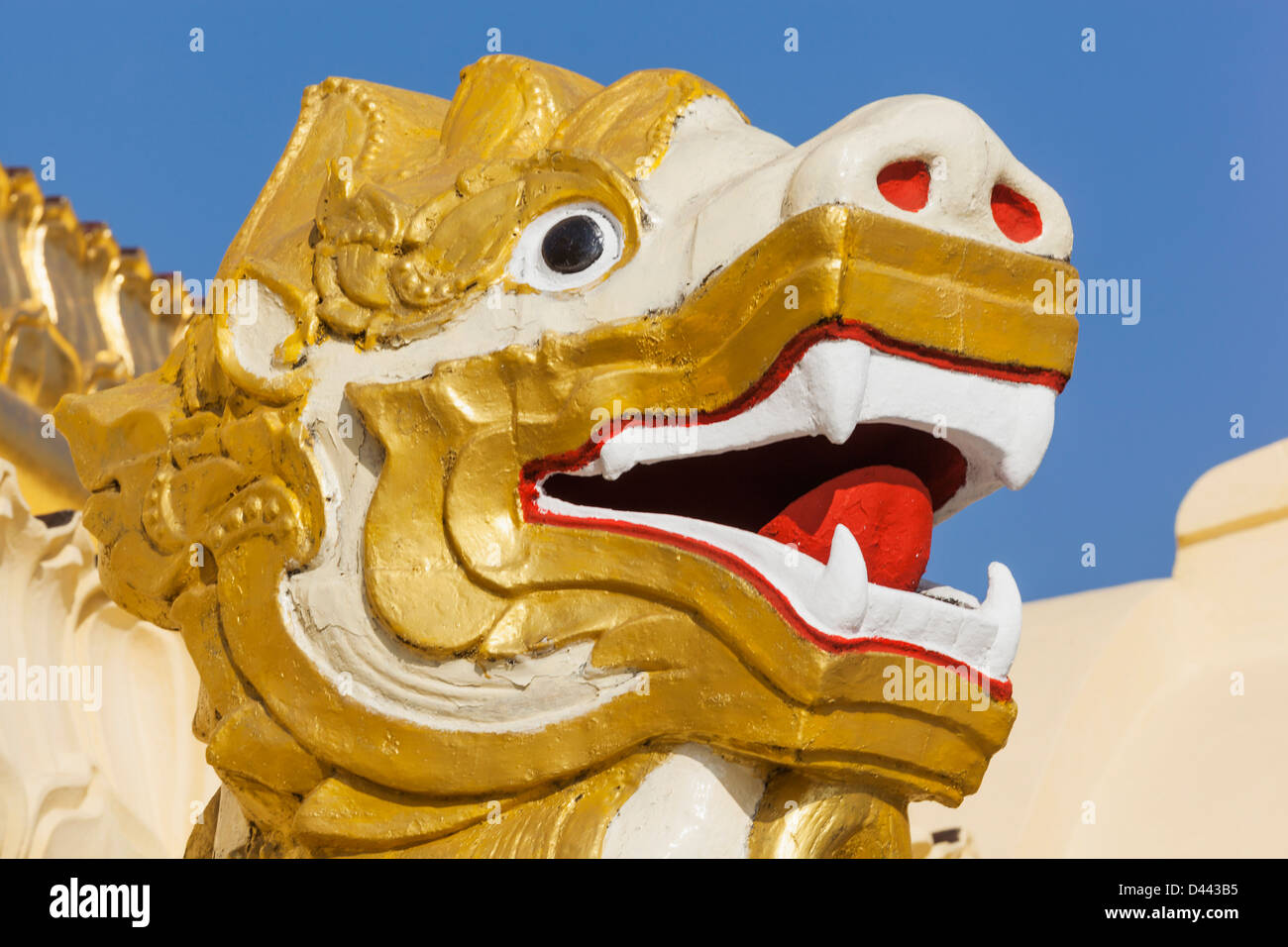 Myanmar, Yangon, Maha Wizara Pagoda, Mythical Guardian Statue Stock ...