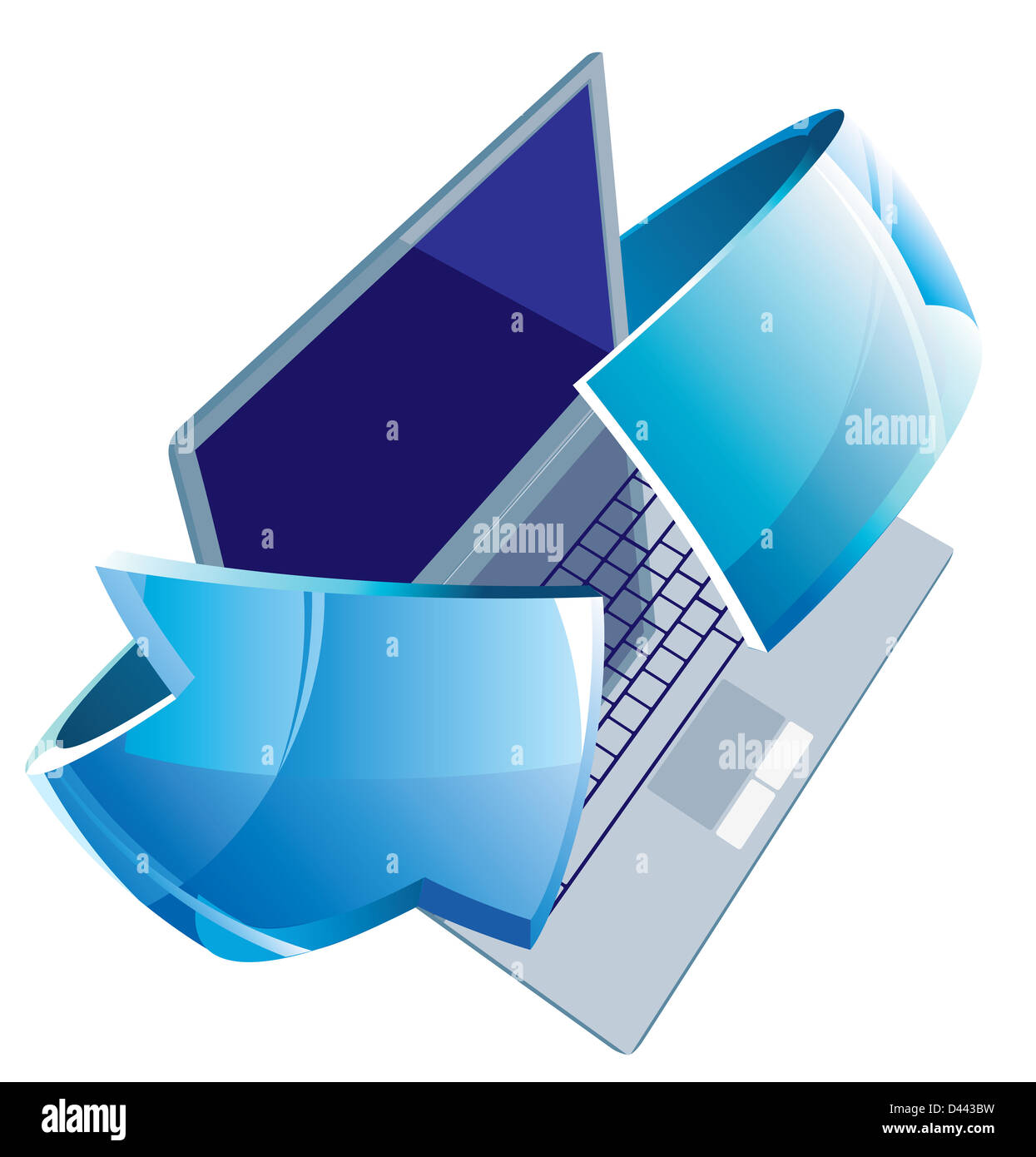 Laptop with arrow. Raster version Stock Photo - Alamy