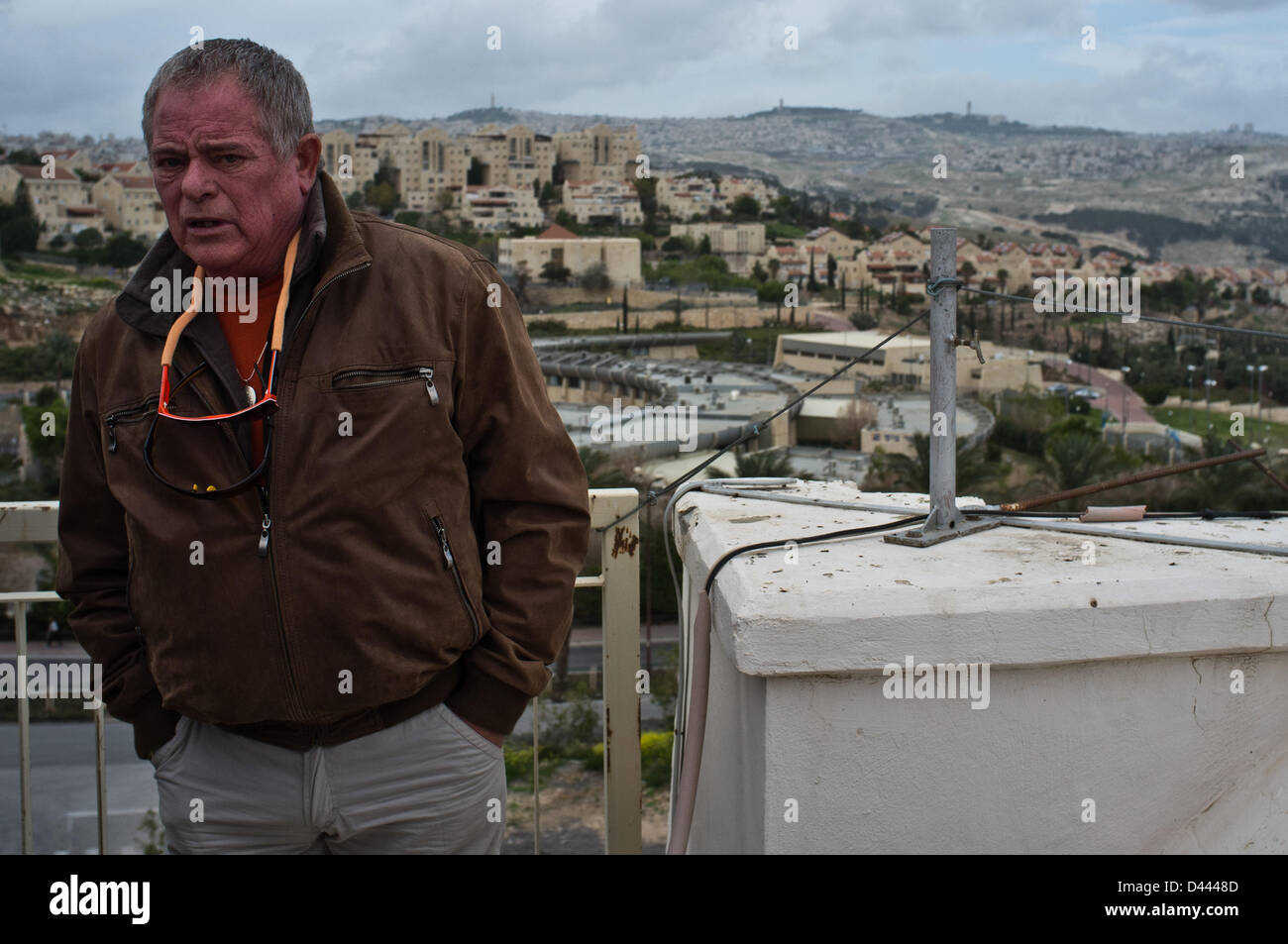 Eliezer Har-Nir, Maale Adumim Municipality GM, looks towards area E1 ...