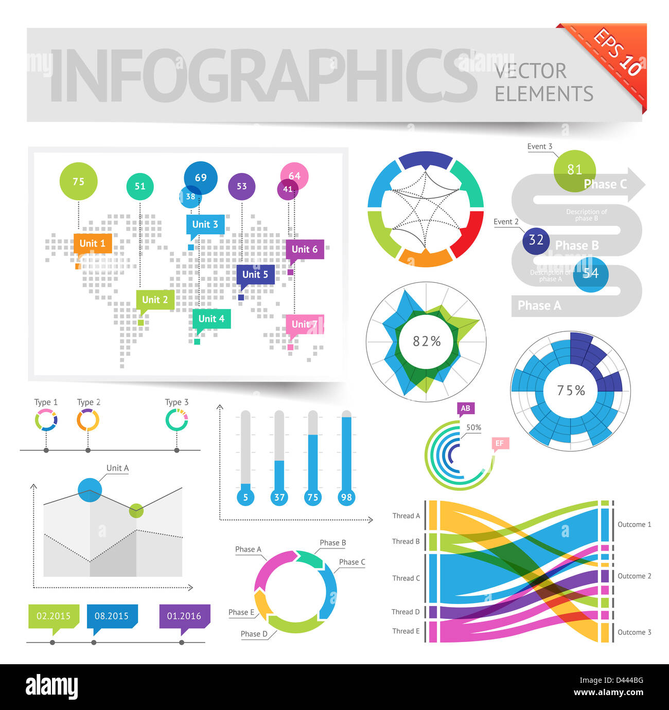 Infographic design elements. Raster version Stock Photo - Alamy