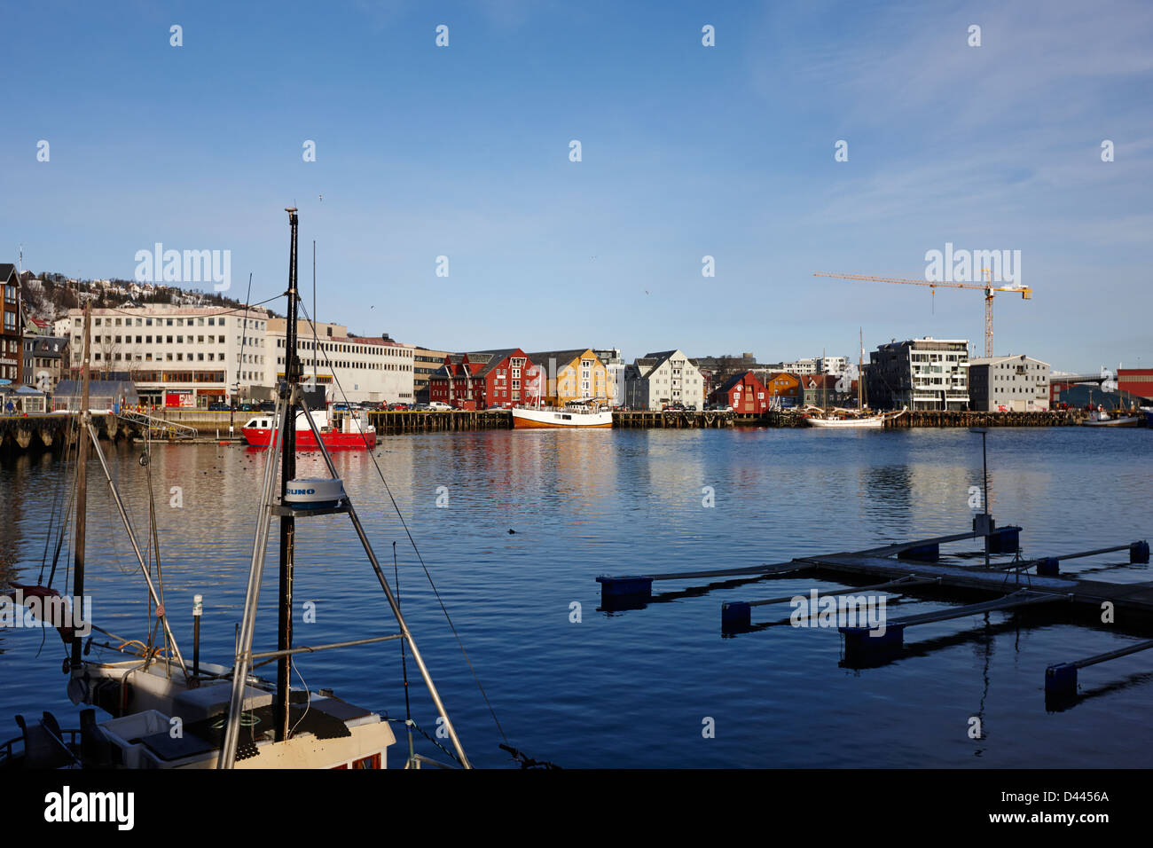 Tromso bryggen wharf old buildings harbour troms Norway europe Stock ...