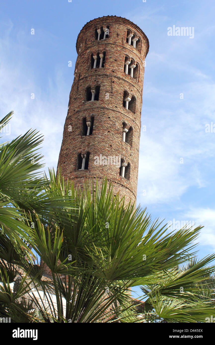 Round bell tower of The Basilica of Sant' Apollinare Nuovo in Ravenna ...