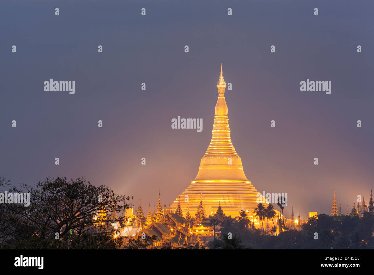 Myanmar, Yangon, Shwedagon Pagoda at night Stock Photo - Alamy