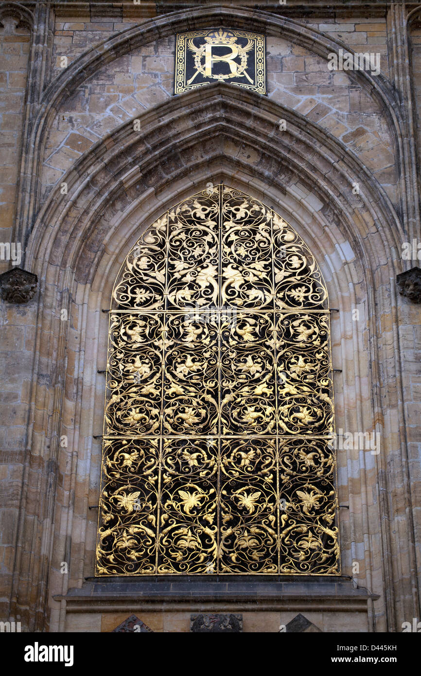 Window of St. Vitus Cathedral, Prague Stock Photo - Alamy