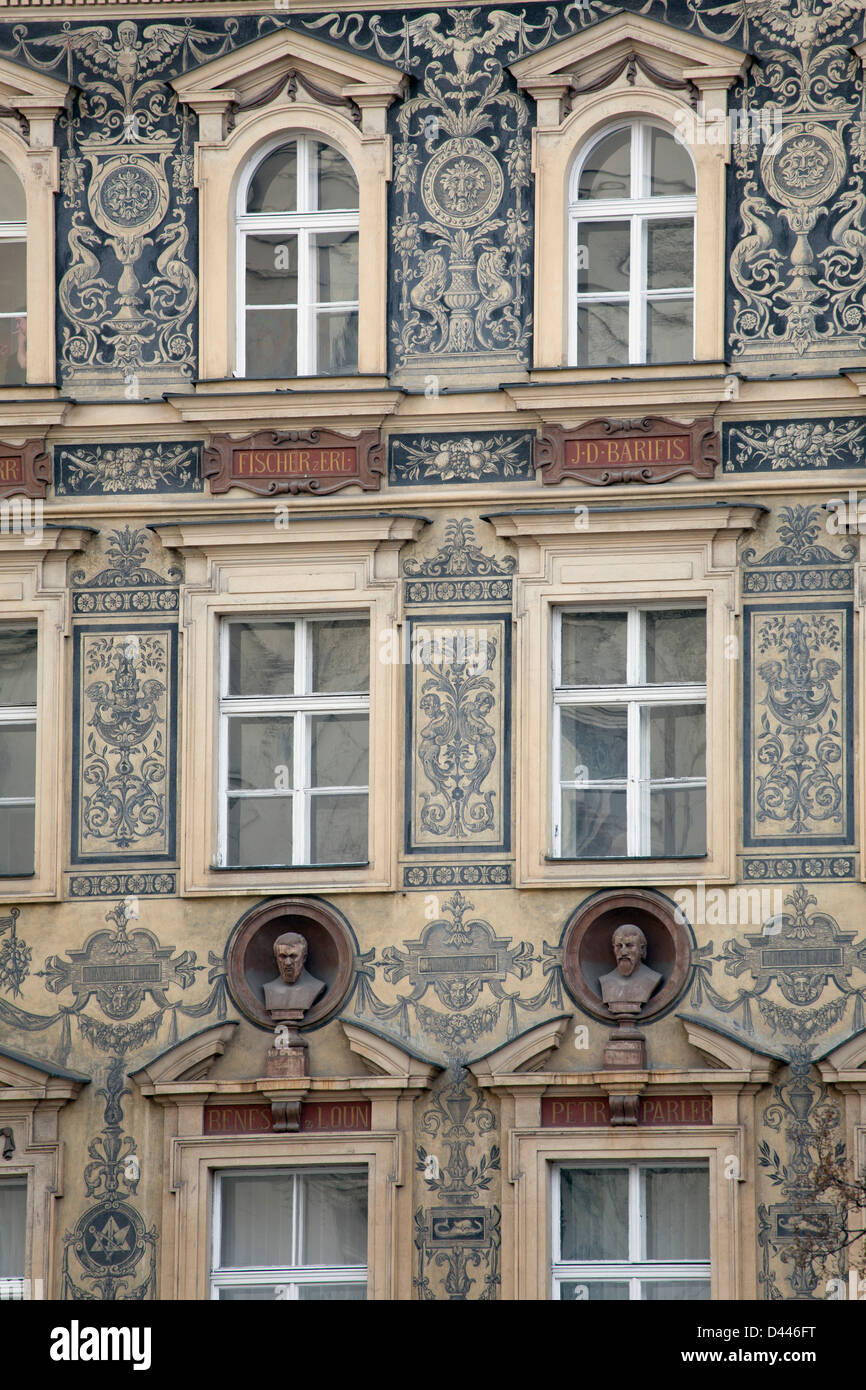 Windows and building facade, Old Town Square, Prague Stock Photo - Alamy