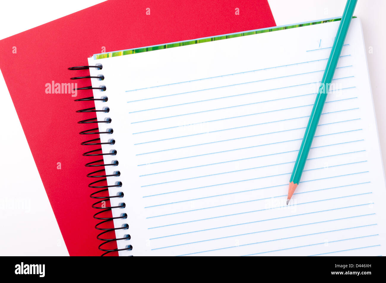 Blank spiral notebook with pencil for notes Stock Photo - Alamy