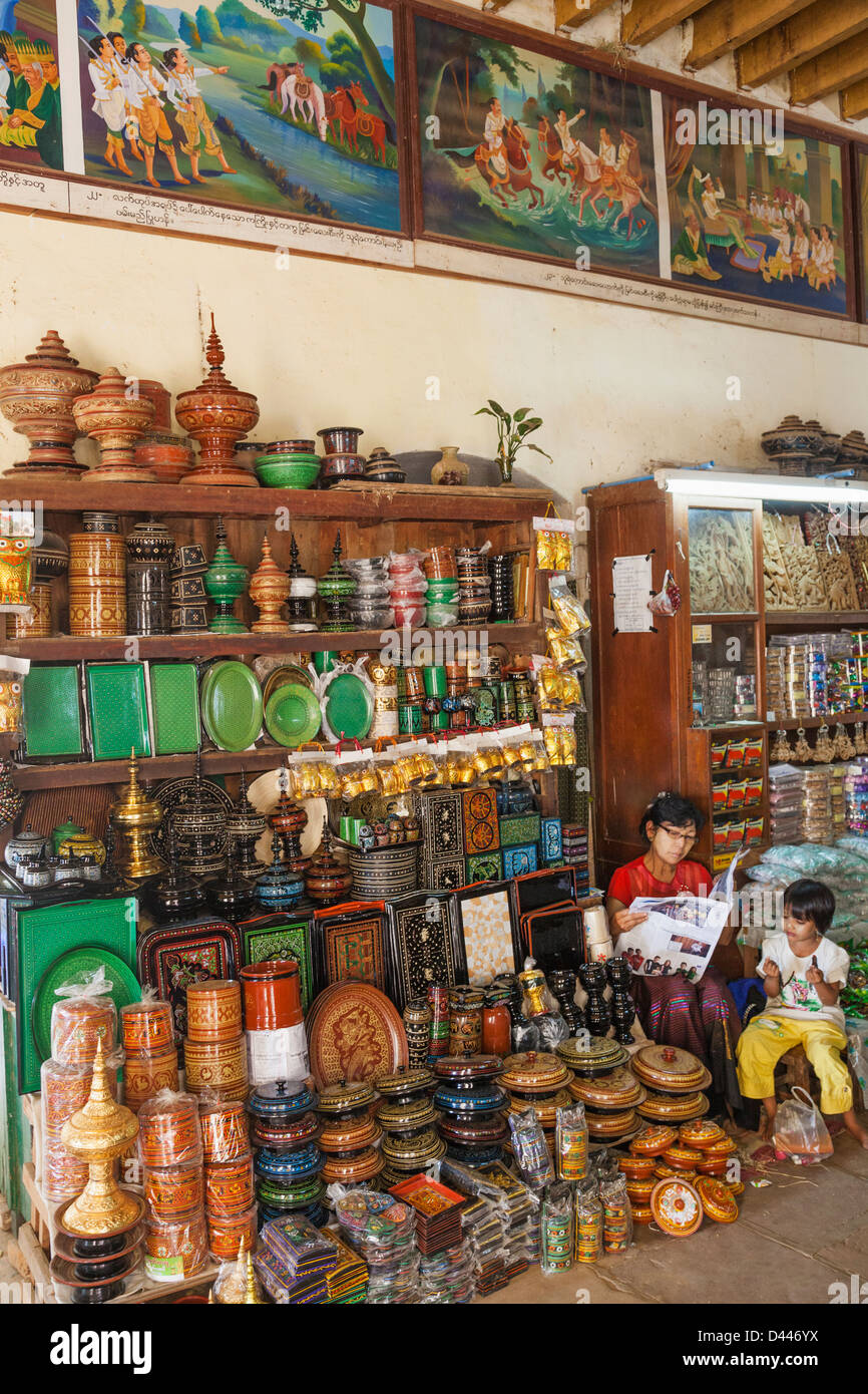 Myanmar, Bagan, Ananda Temple, Shop Selling Lacquerware Souvenirs Stock ...