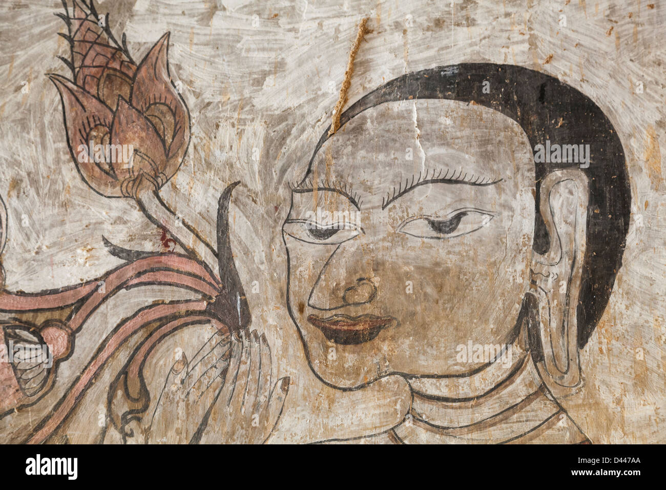 Myanmar, Bagan, Sulamani Temple, Ancient Interior Wall Painting Stock ...
