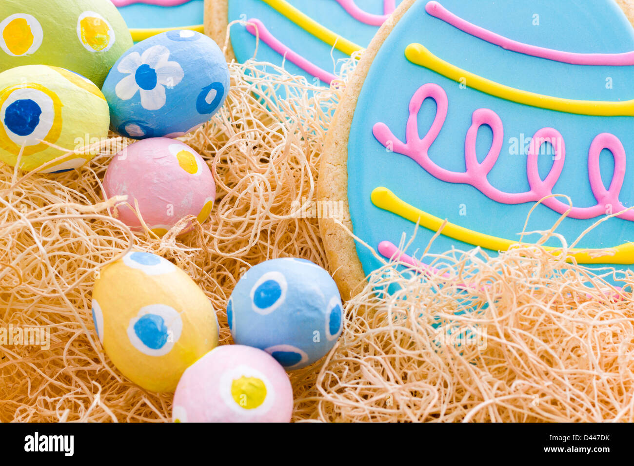 Blue Easter egg decorated shortbread cookie Stock Photo - Alamy