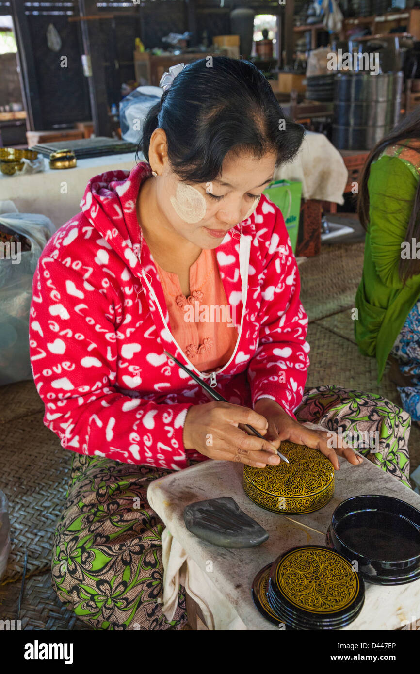 Lacquerware factory myanmar asia burma bagan lacquerware handicraft ...