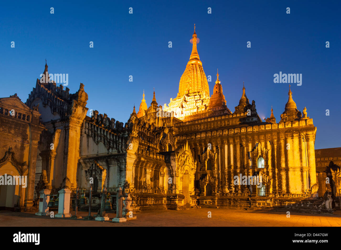 Myanmar, Bagan, Ananda Temple at dusk Stock Photo - Alamy