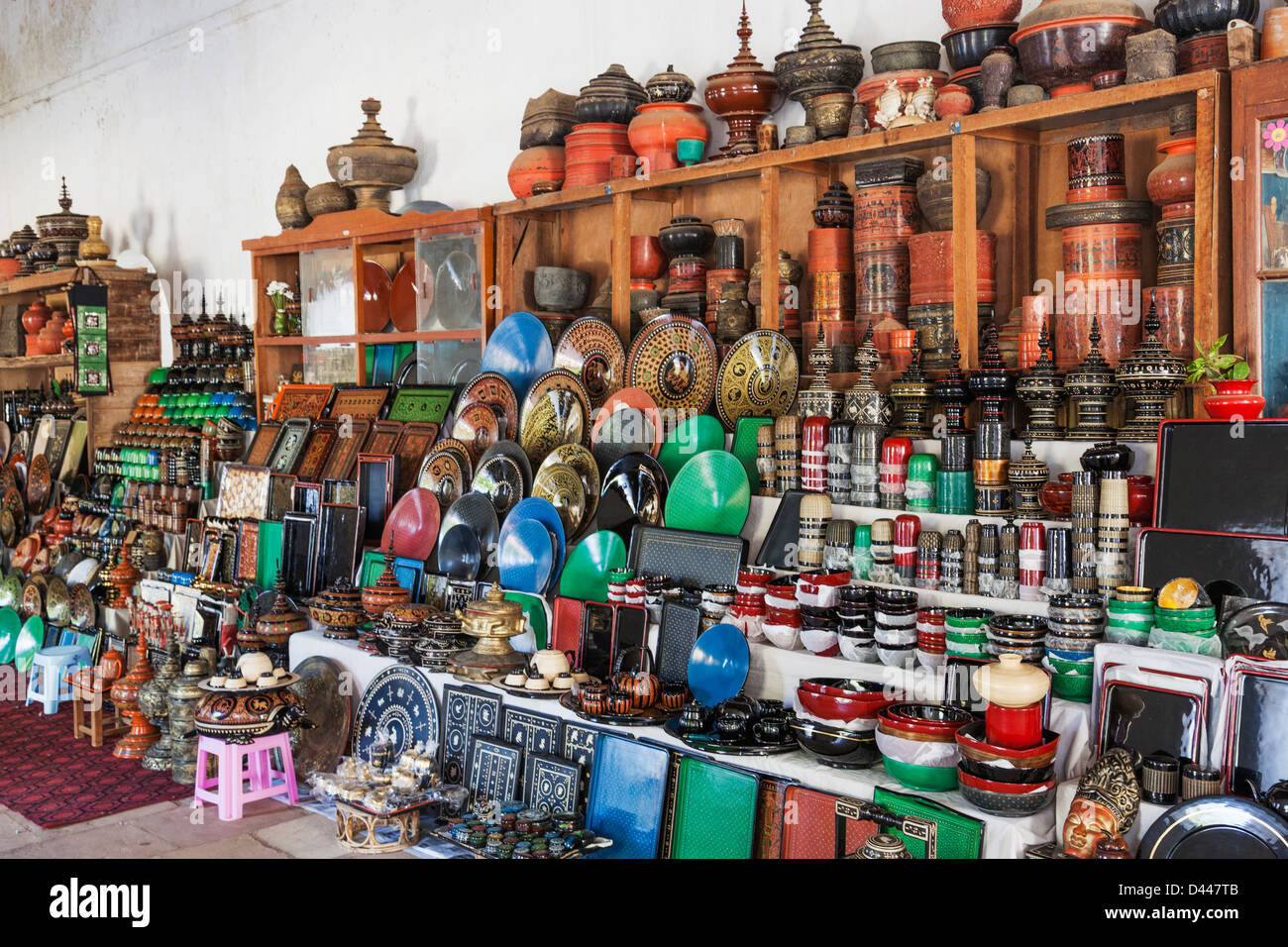 Myanmar, Bagan, Ananda Temple, Shop Selling Lacquerware Souvenirs Stock ...