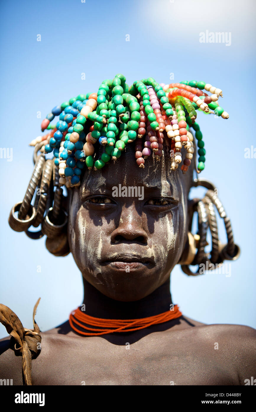 Tribal Mursi child Stock Photo - Alamy