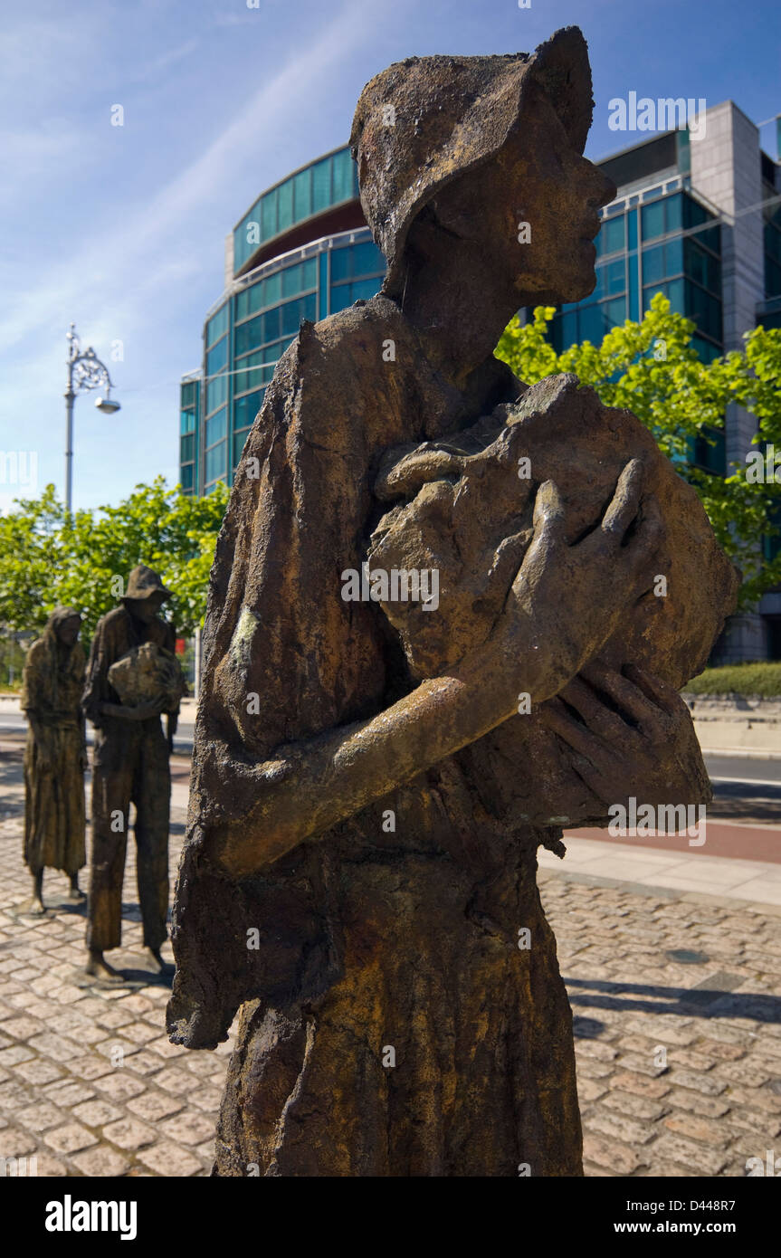 Vertical close up of one of the statues at the Famine Memorial in ...