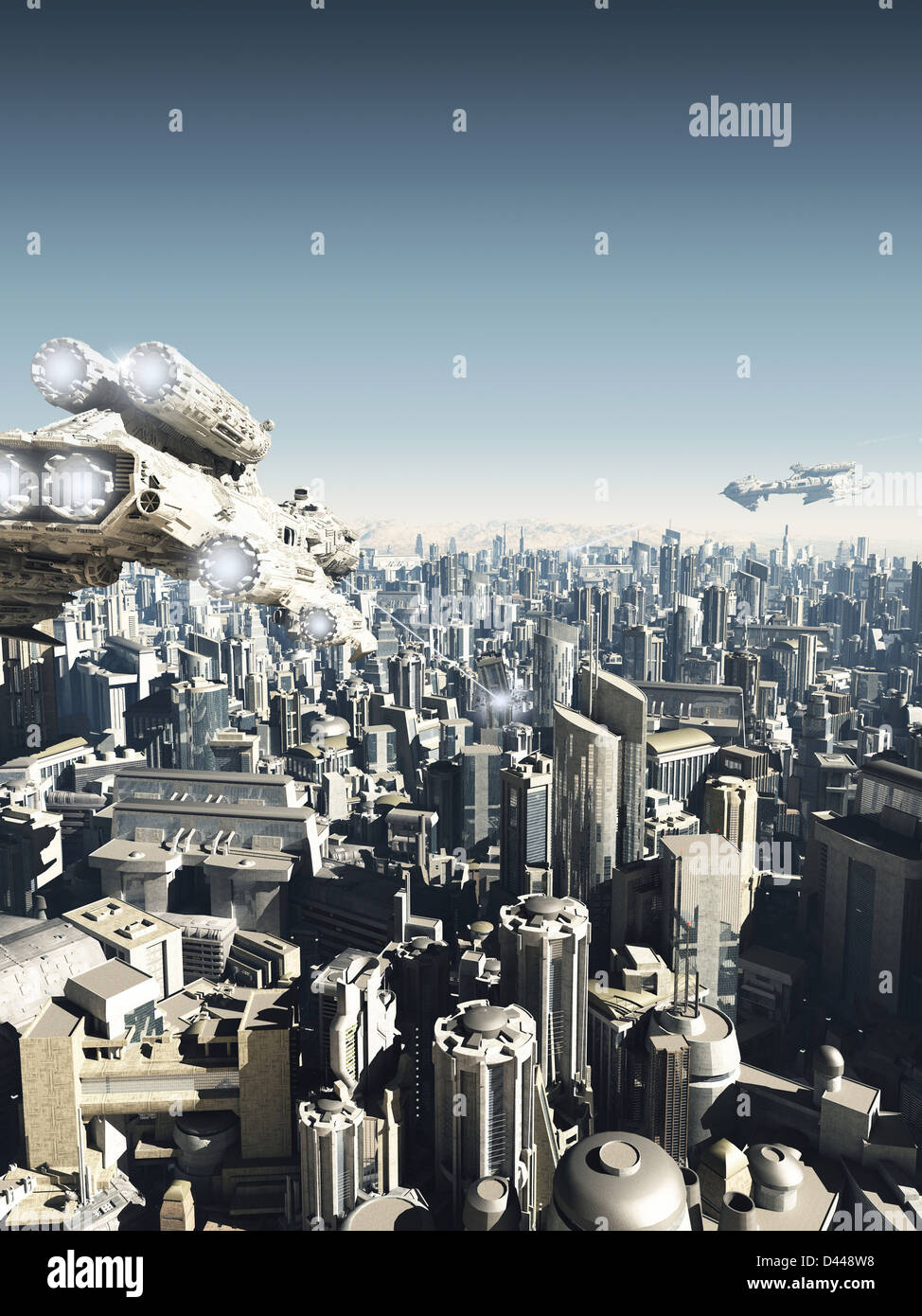 Future City Under Attack Stock Photo - Alamy