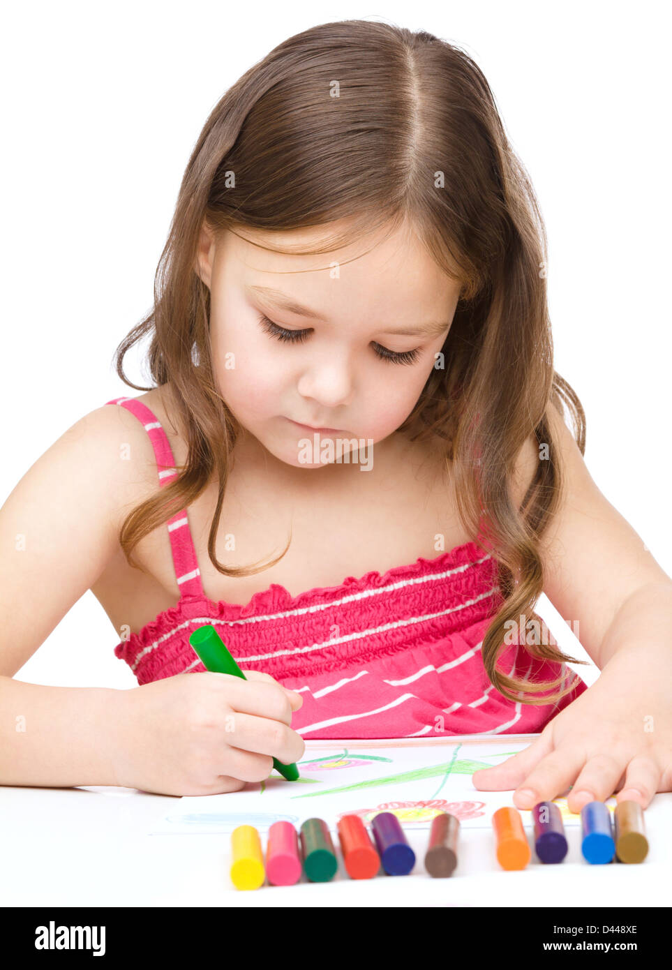 Young child drawing with crayons Cut Out Stock Images & Pictures - Alamy