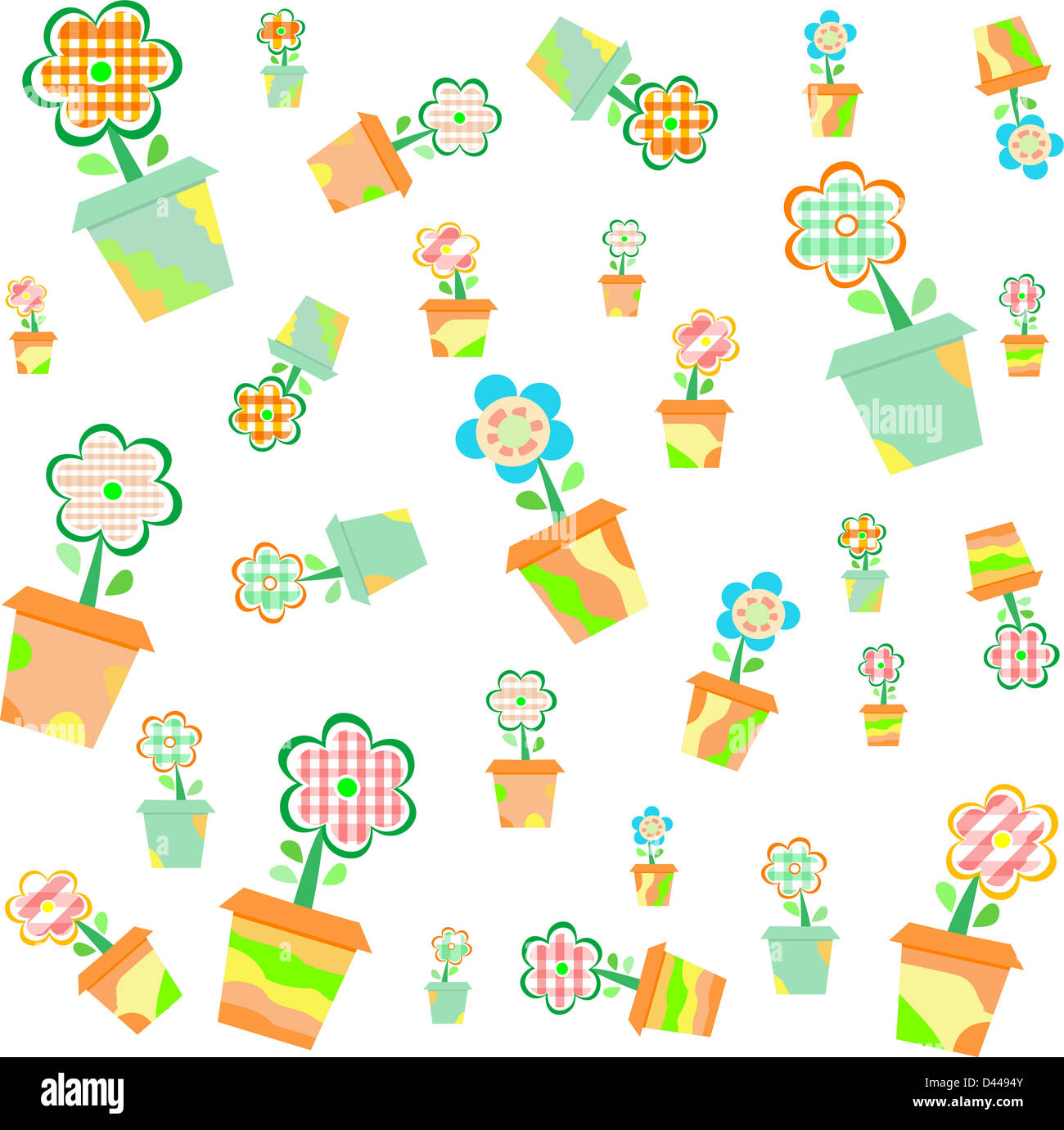 Flowers in pots - seamless pattern Stock Photo - Alamy