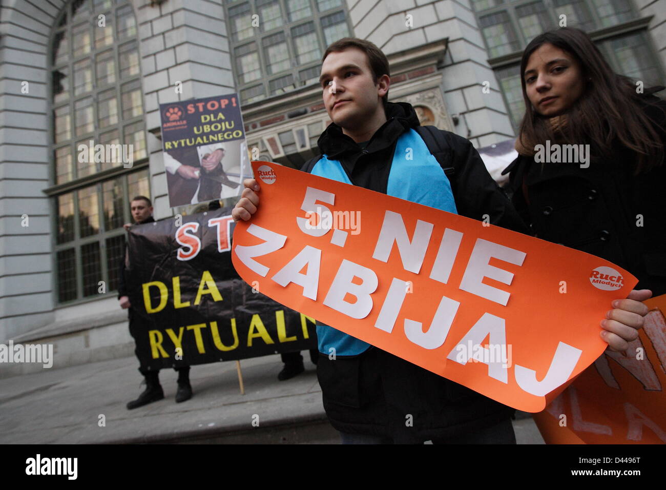 Gdansk, Poland 4th, March 2013 Protest against ritual slaughter ...