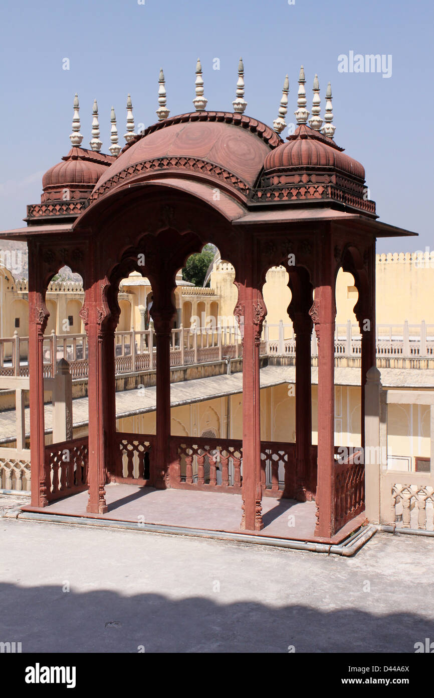 Domed canopies, fluted pillars, lotus and floral patterns of Hawa mahal ...
