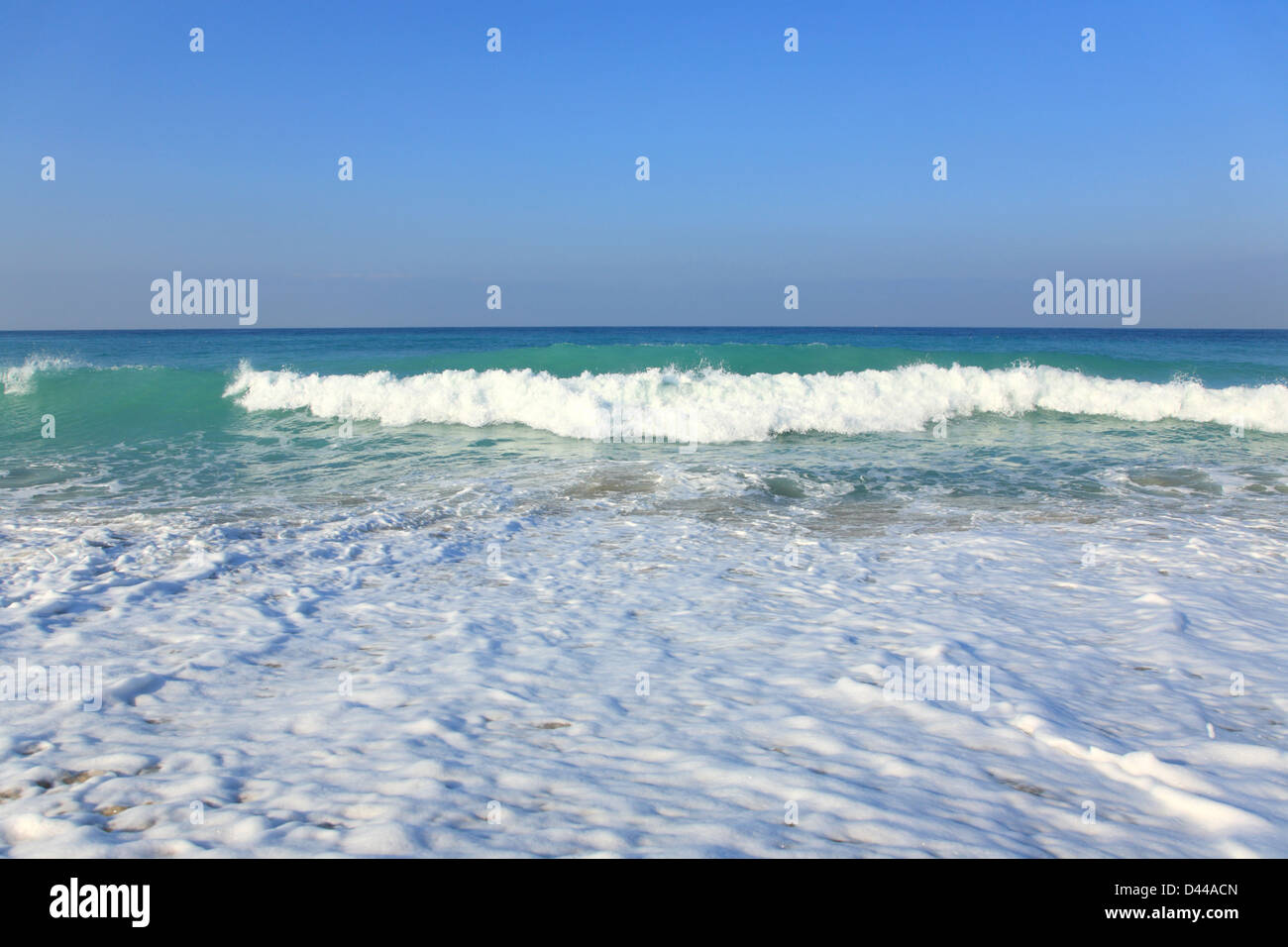 Scene of sky, sea, waves and sandy beach Stock Photo - Alamy