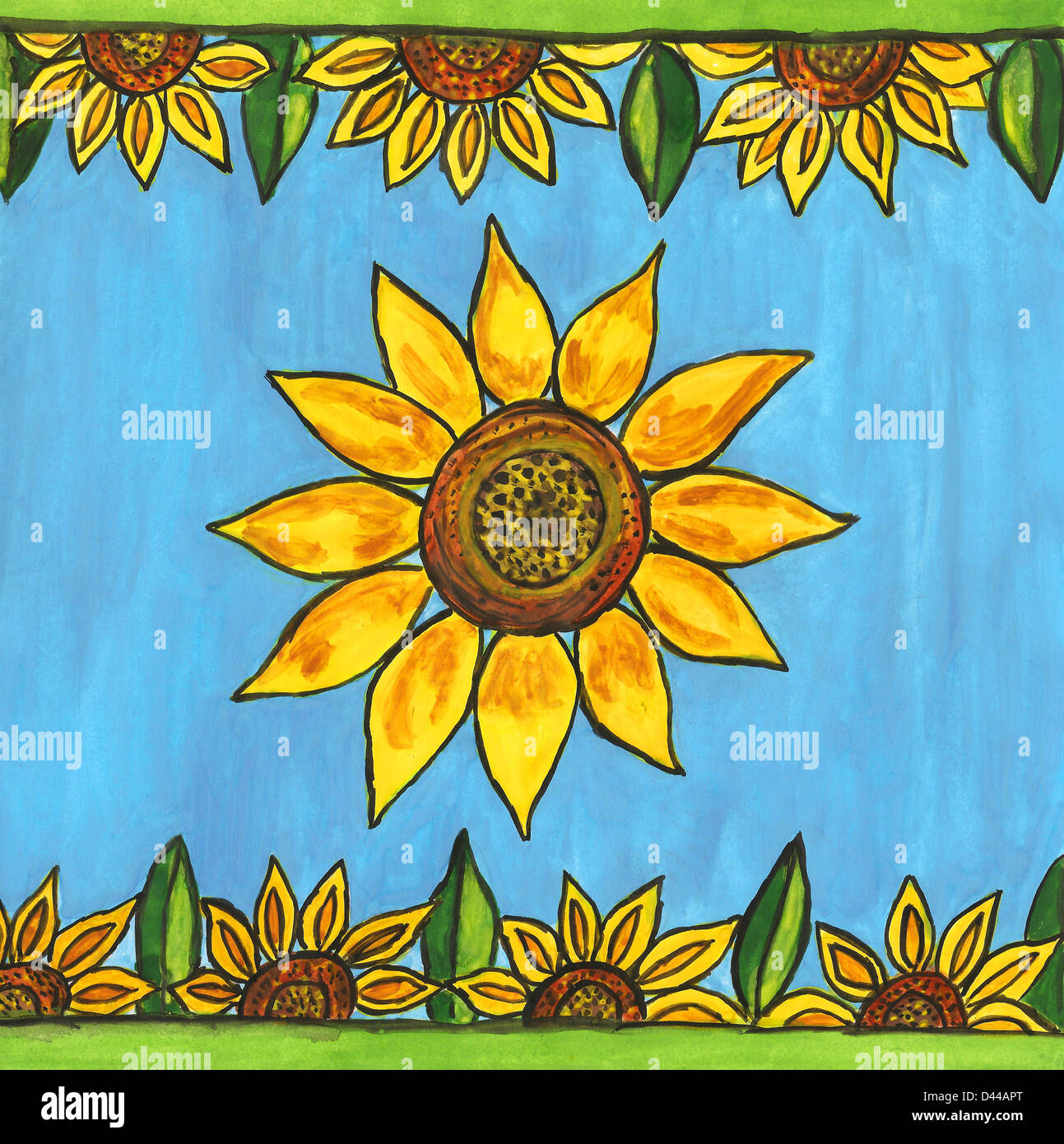 Design with sunflower, painting Stock Photo - Alamy