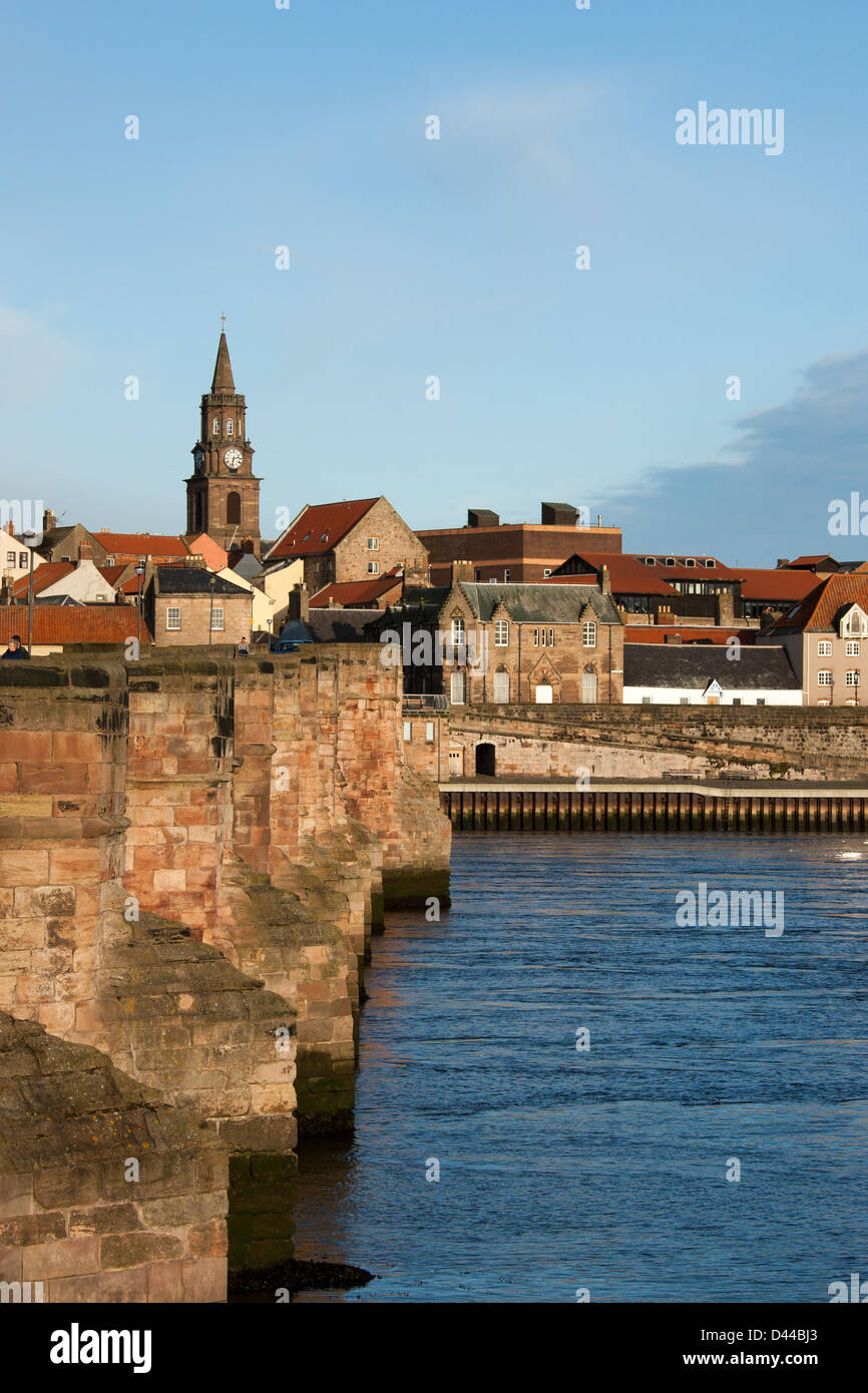 Berwick Town Hall, from Tweedmouth Old Bridge Stock Photo - Alamy