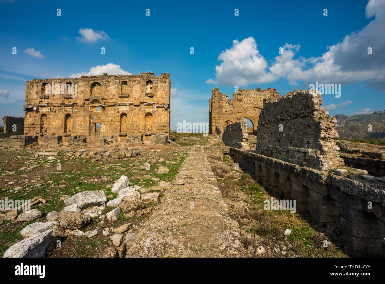 Remains of the Nymphaeum decorative fountain in front of the Agora at ...