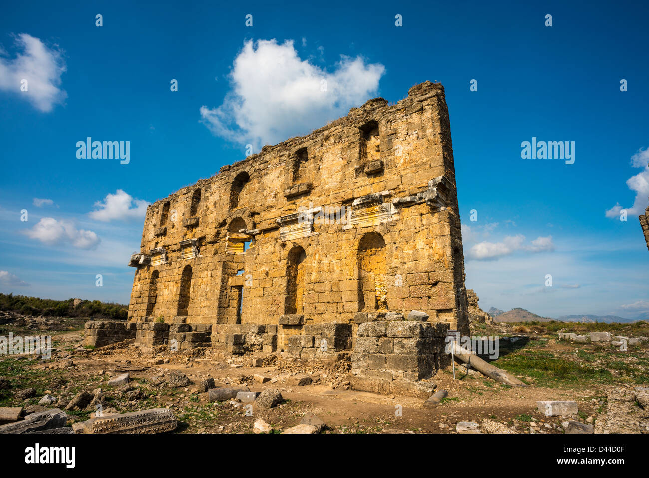Remains of the Nymphaeum decorative fountain in front of the Agora at ...