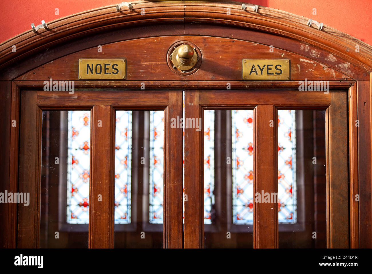 Doors marking 'Ayes' and 'Noes' where the audience vote at The Oxford ...