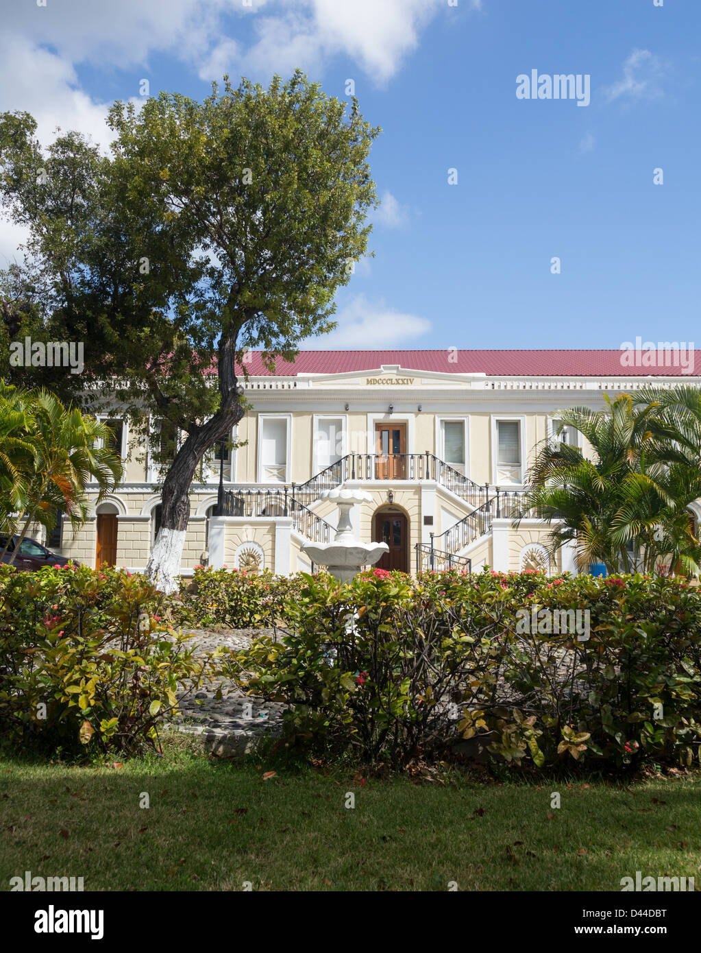 Ornate entrance to Legislature of US Virgin Islands in Charlotte Amalie ...