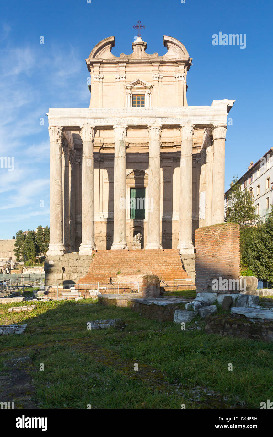 Details of remains and ruins in Ancient Rome Italy showing Temple of ...