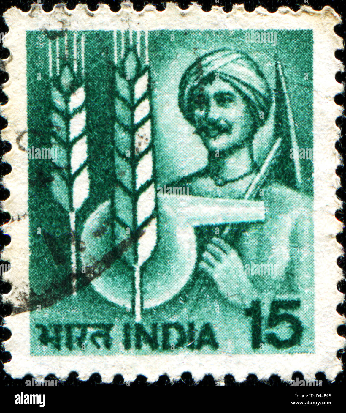 INDIA - CIRCA 1979: A stamp printed in India shows Farmer and ...