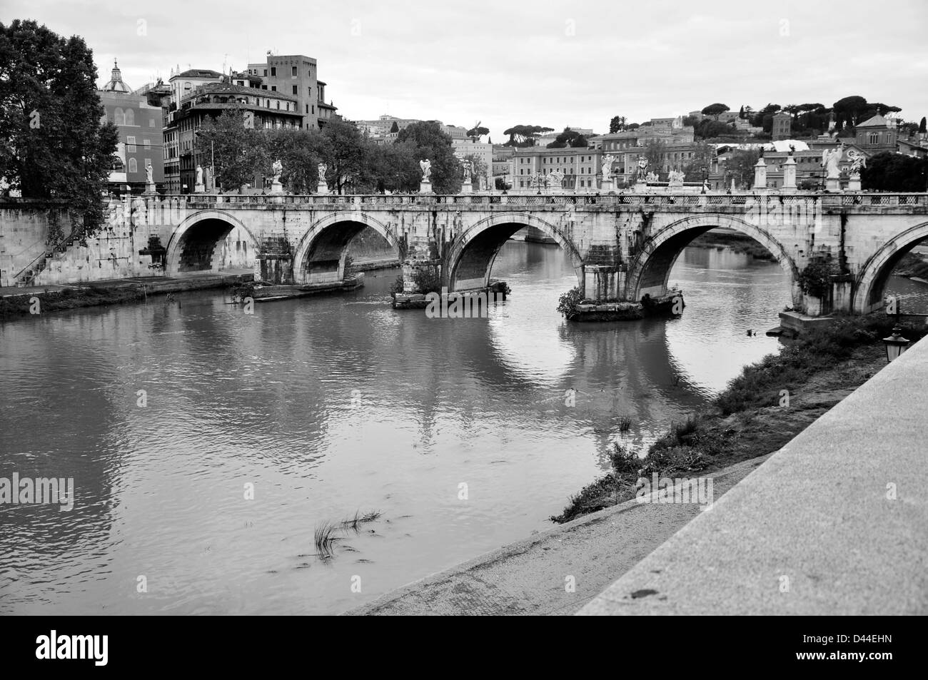 Roman bridge over the River Tiber in Rome near Vatican City Stock Photo ...