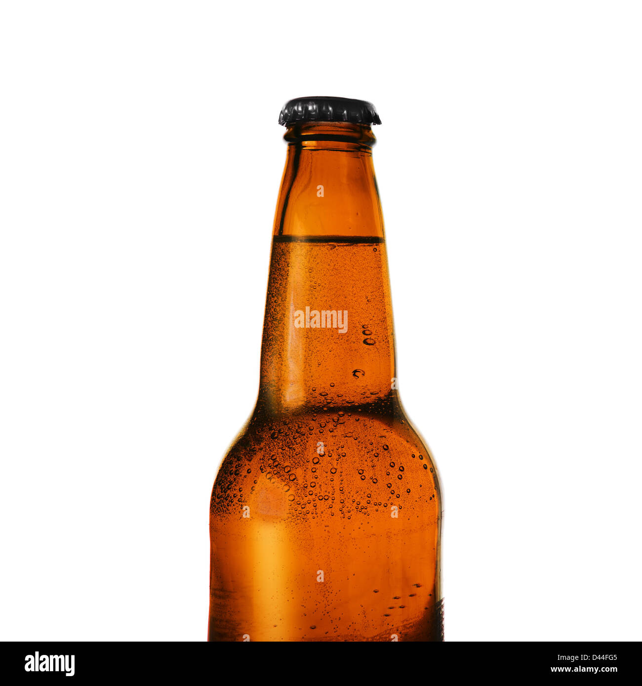 Brown beer bottle over white background Stock Photo - Alamy