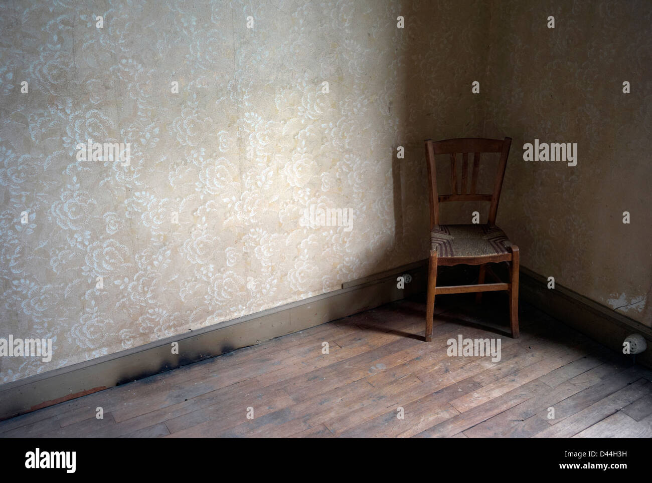 Home house interior old paint peeling room run down rundown chair hi ...