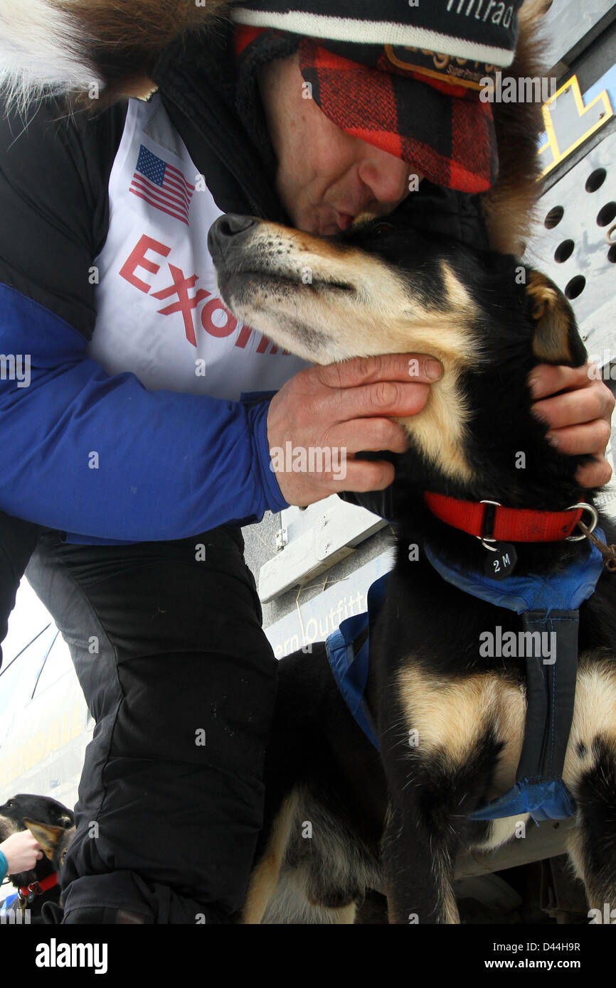 Mar 04, 2013 - Willow, Alaska, U.S. - MARTIN BUSER give one of his sled ...