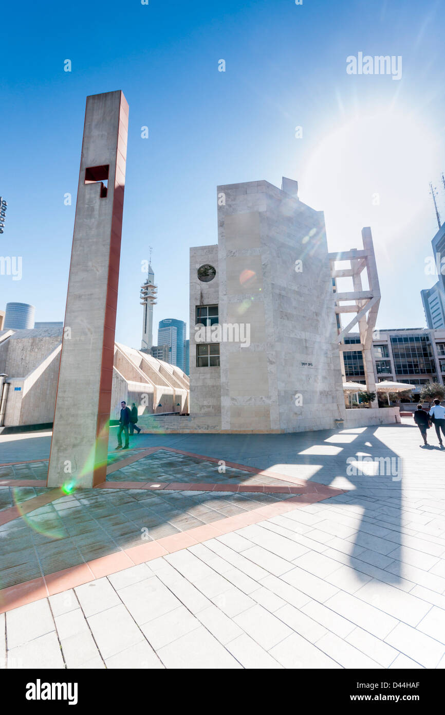 Tel Aviv, Israel. Sculptures in the Museum of Art's piazza. A military ...
