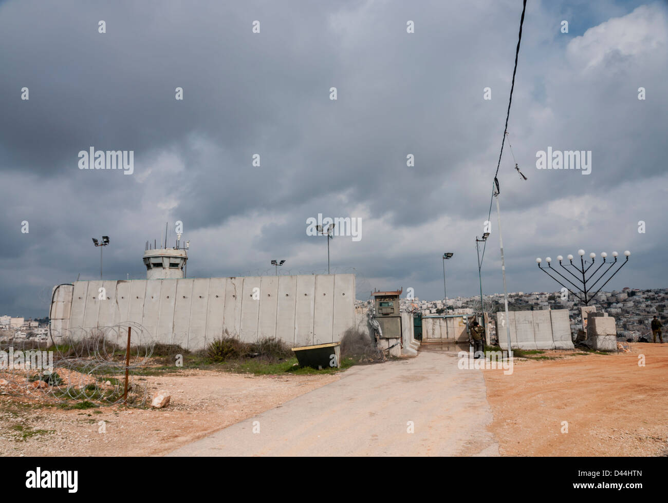Hebron, West Bank, Israel. A Israeli Fortified army outpost overlooking ...