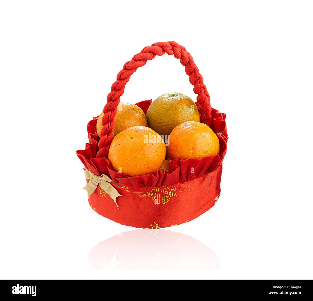 Oranges fruit hamper basket for gift isolated on white background Stock ...