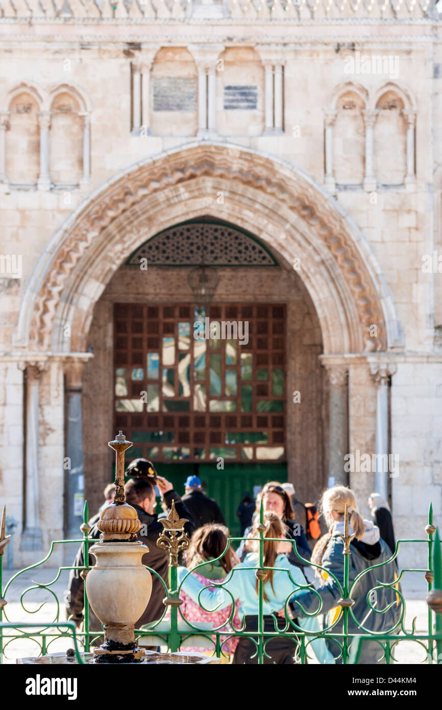 Temple Mount, Jerusalem, Israel. an ornate fence in front of the Al ...
