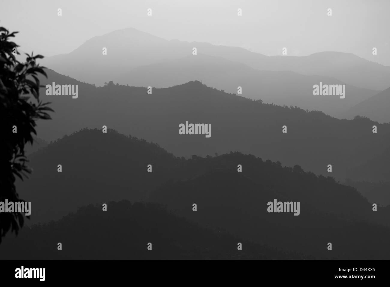 Changing colour grey mountain range Stock Photo - Alamy