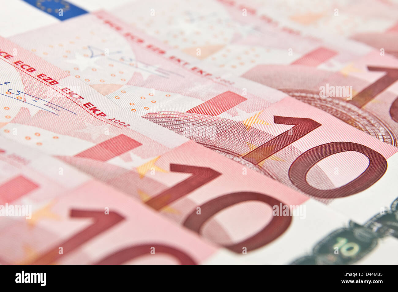 Close-up background of ten euro banknotes Stock Photo - Alamy