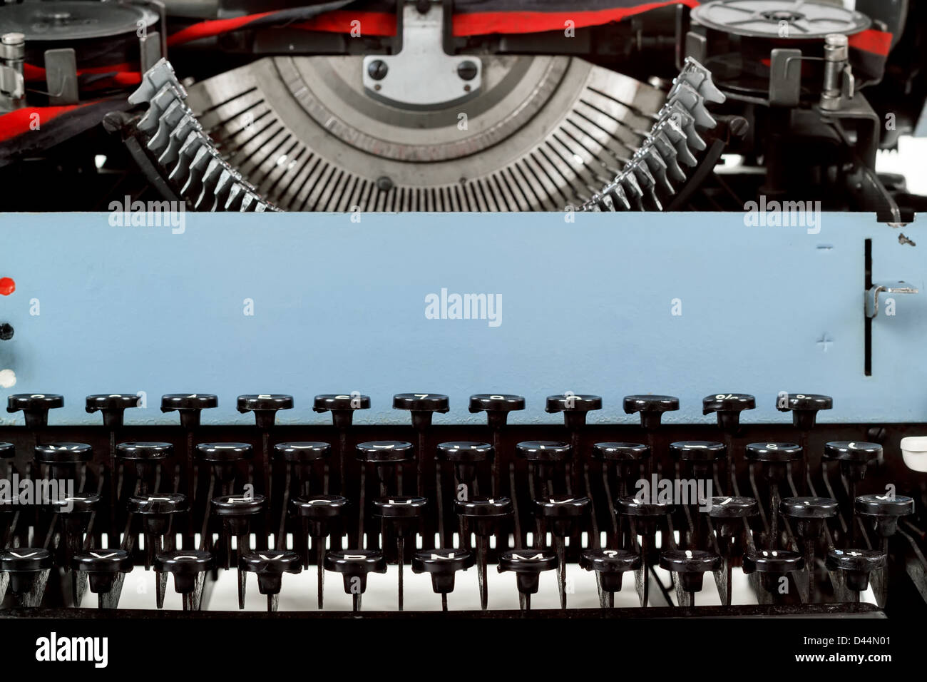 retro typewriter close up with number keys and letters mechanism Stock ...