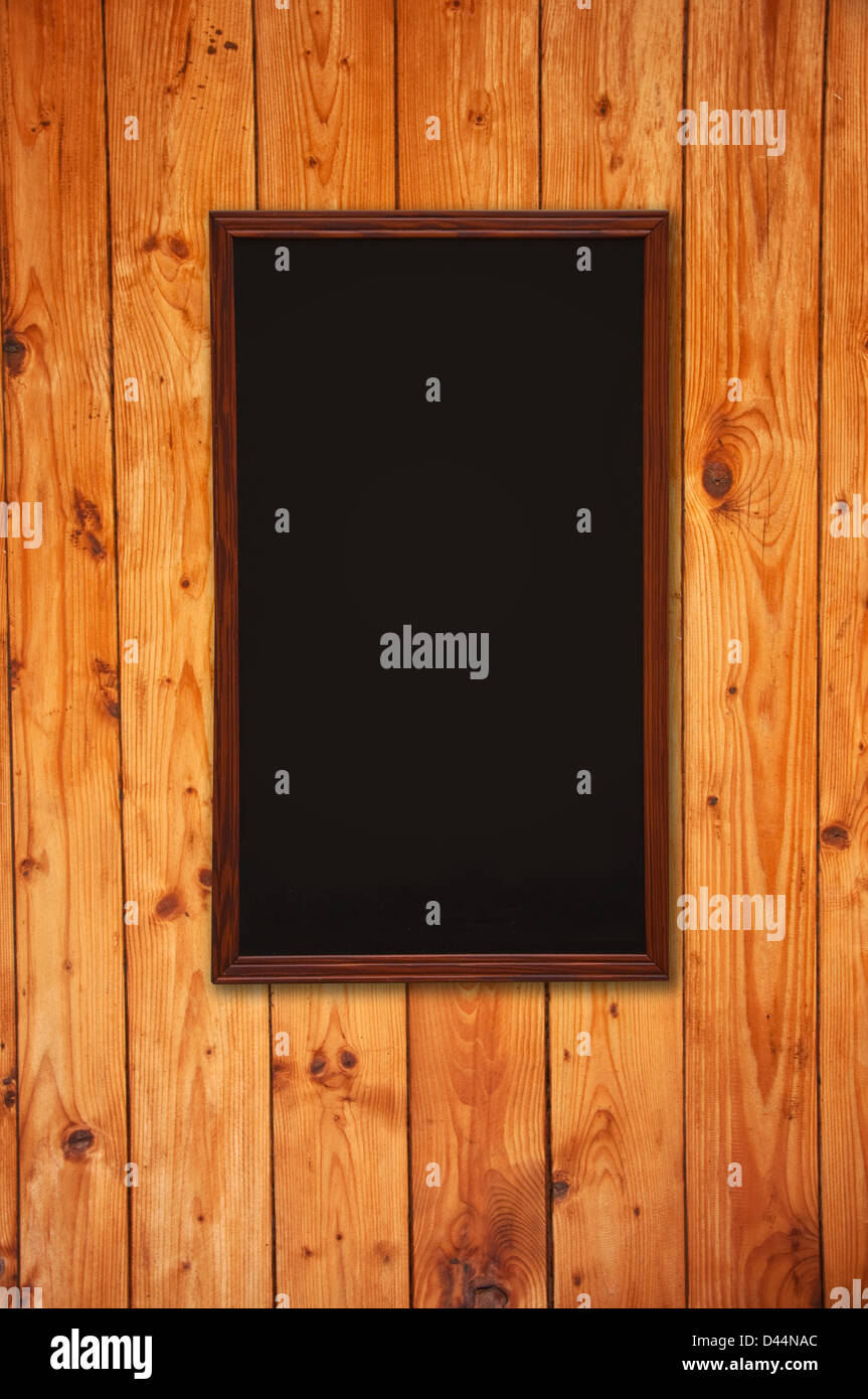 Restaurant menu of the day, chalkboard on wooden texture background ...
