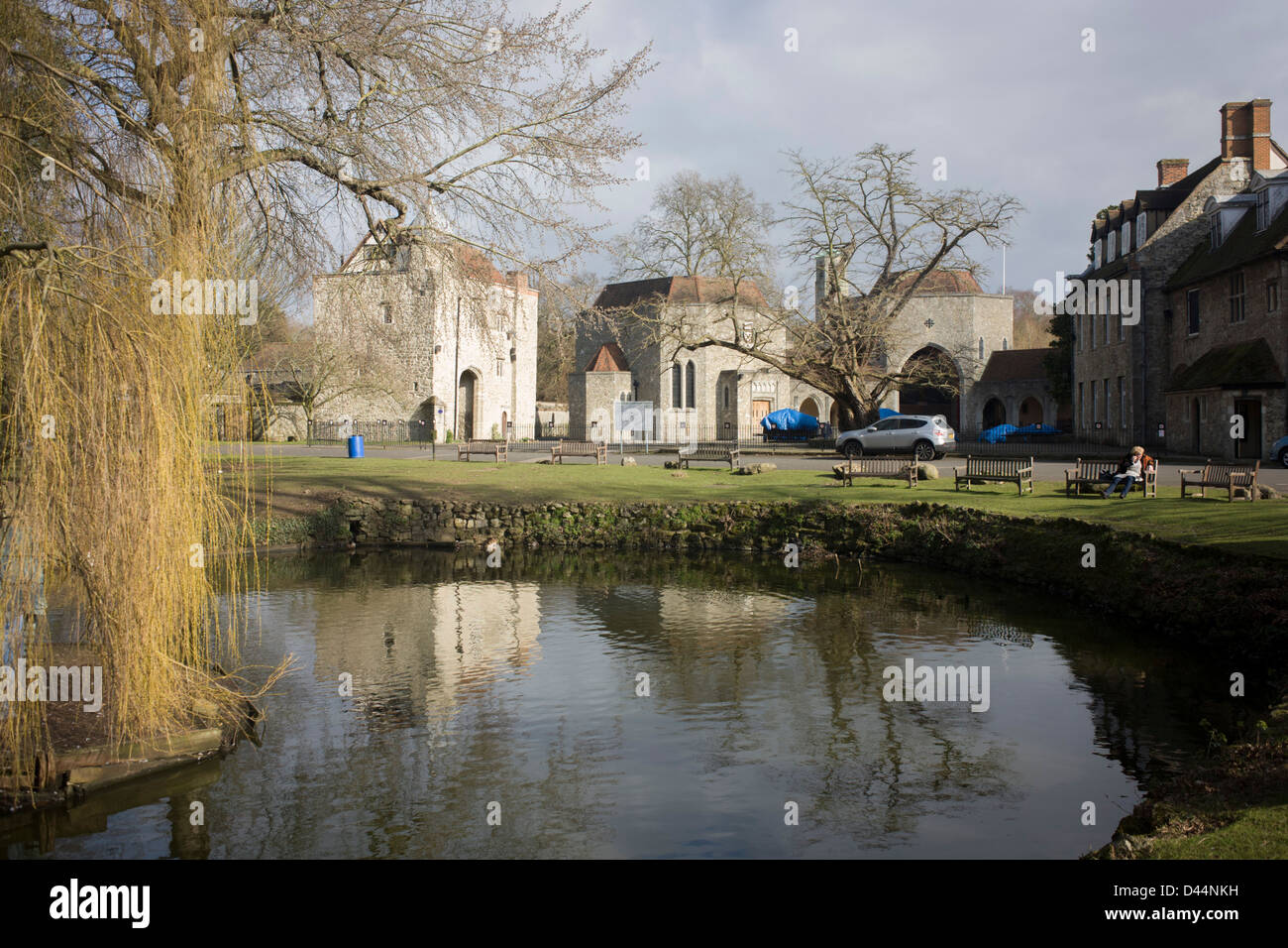 A young couple walk towards the Shrine Altar at Aylesford Priory ...