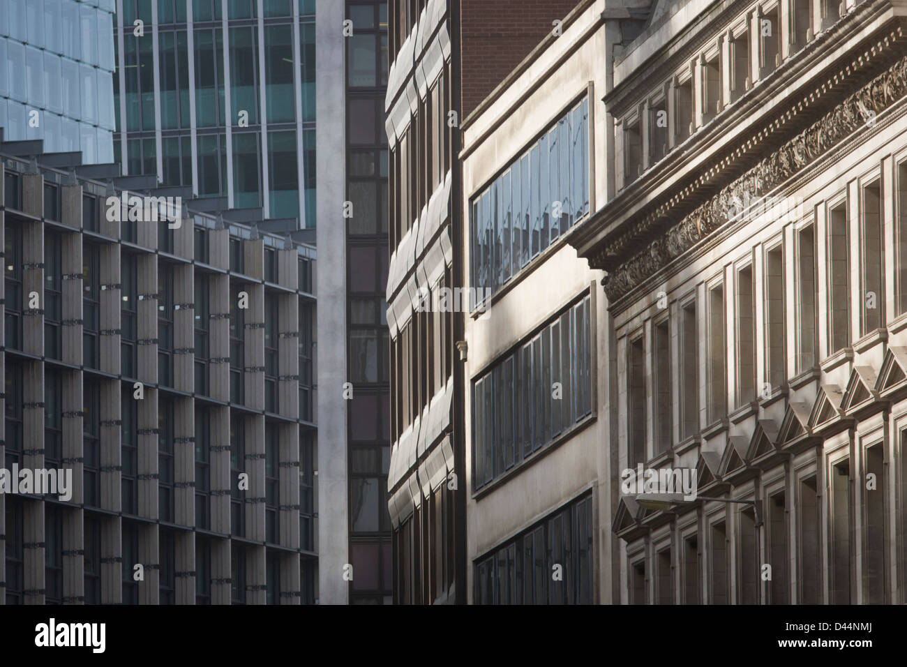 Mixed architecture of generic City of London office buildings in ...