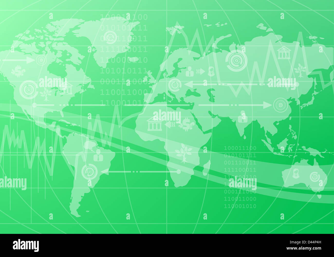 Abstract Business Background with Earth and Icons, illustration Stock ...