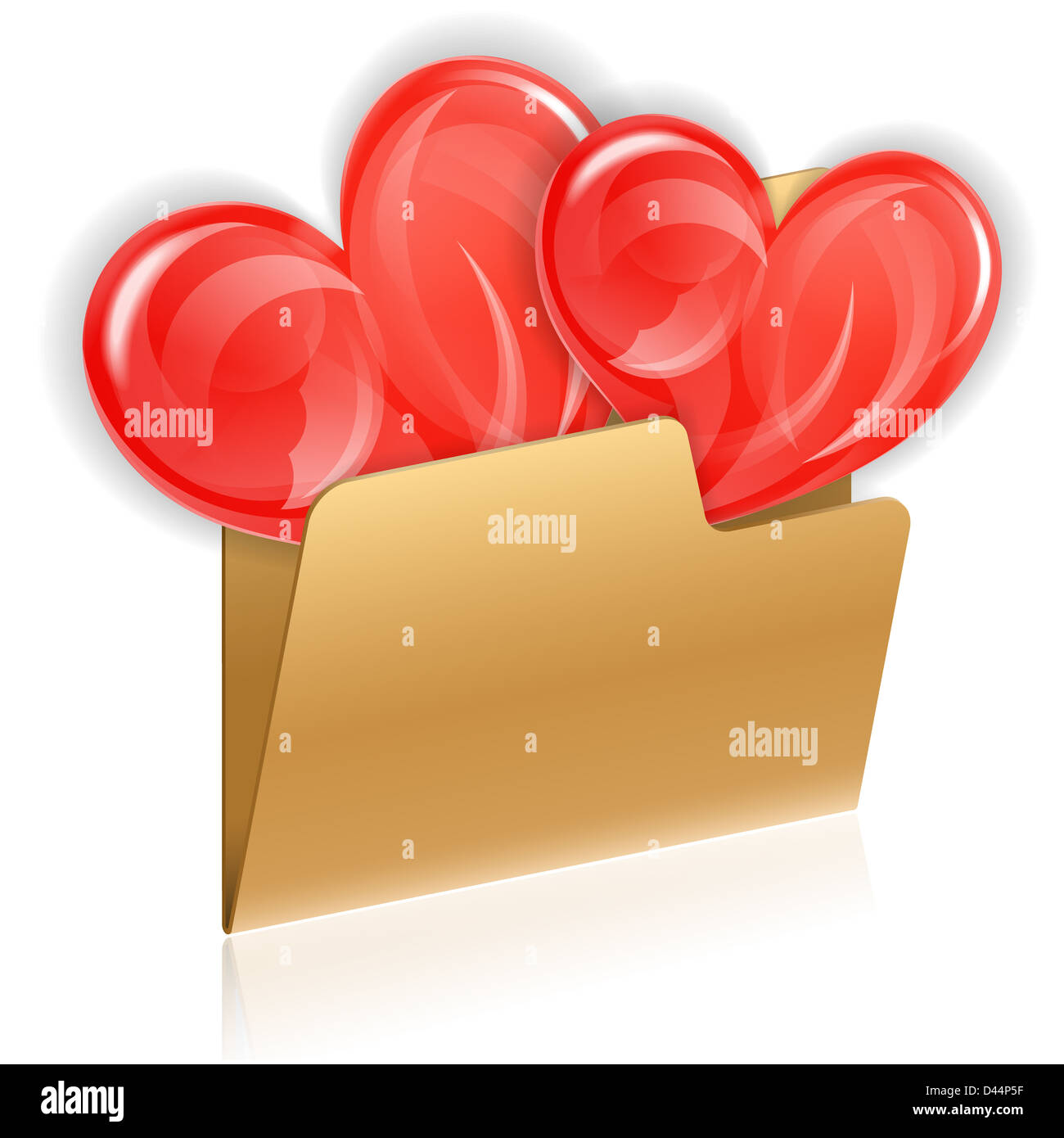Valentines Day Concept - Hearts in Computer Folder, isolated on white ...