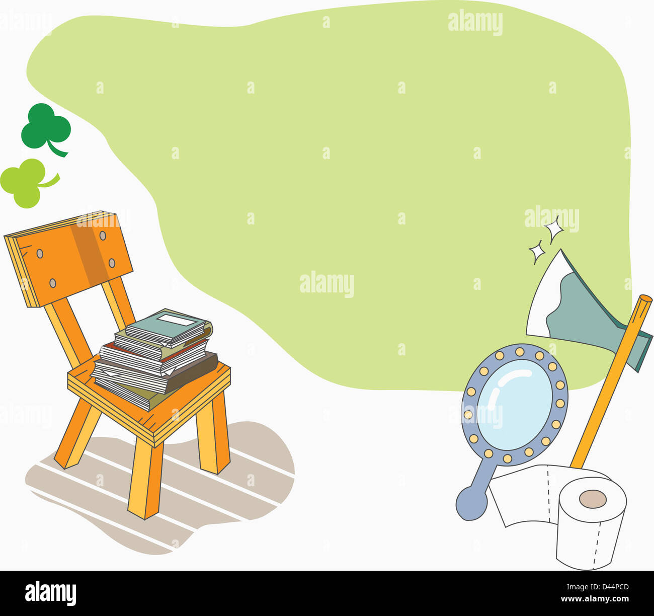memo template design of books on a chair Stock Photo - Alamy